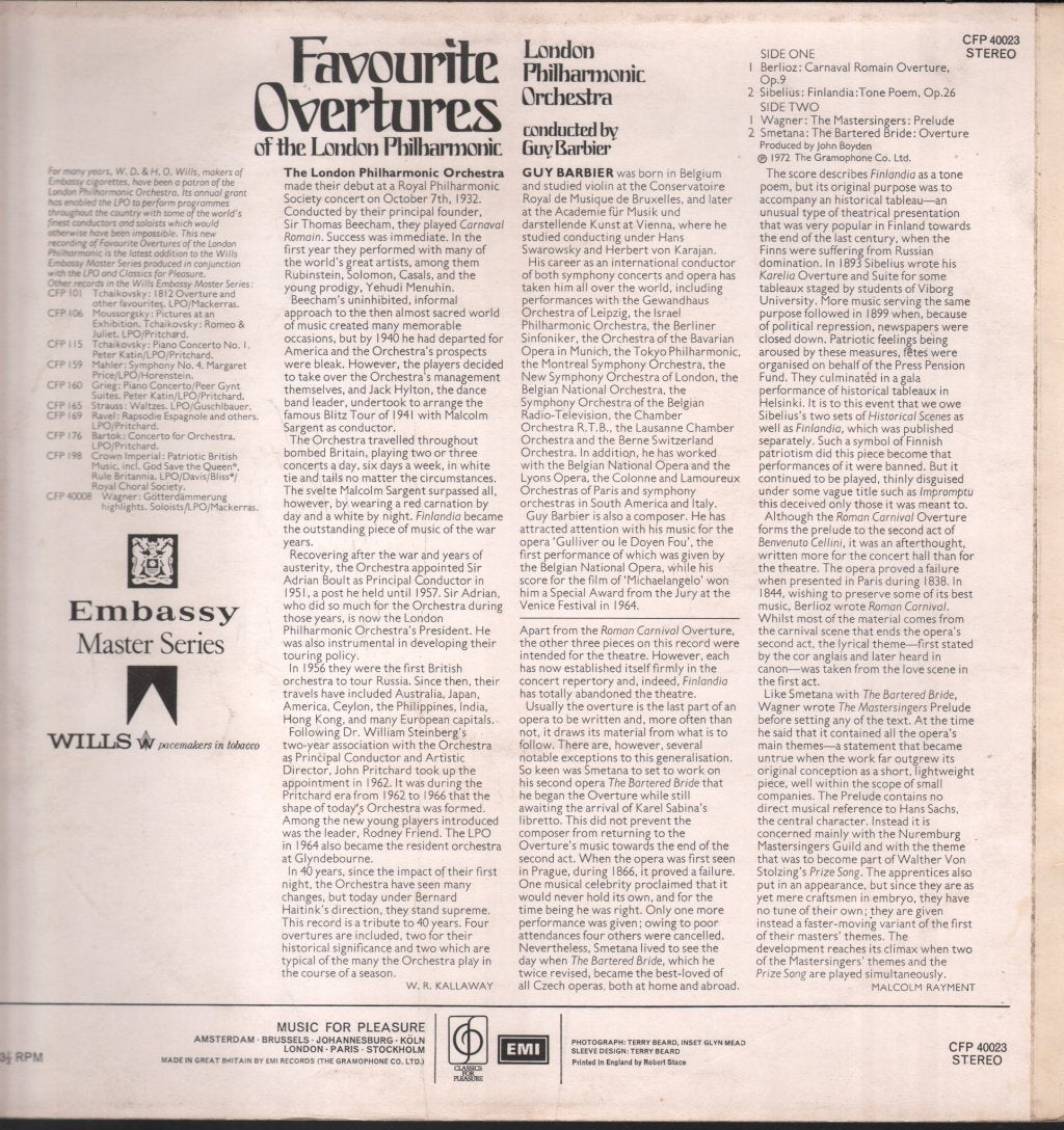 London Philharmonic Orchestra / Guy Barbier - Favourite Overtures Of T ...