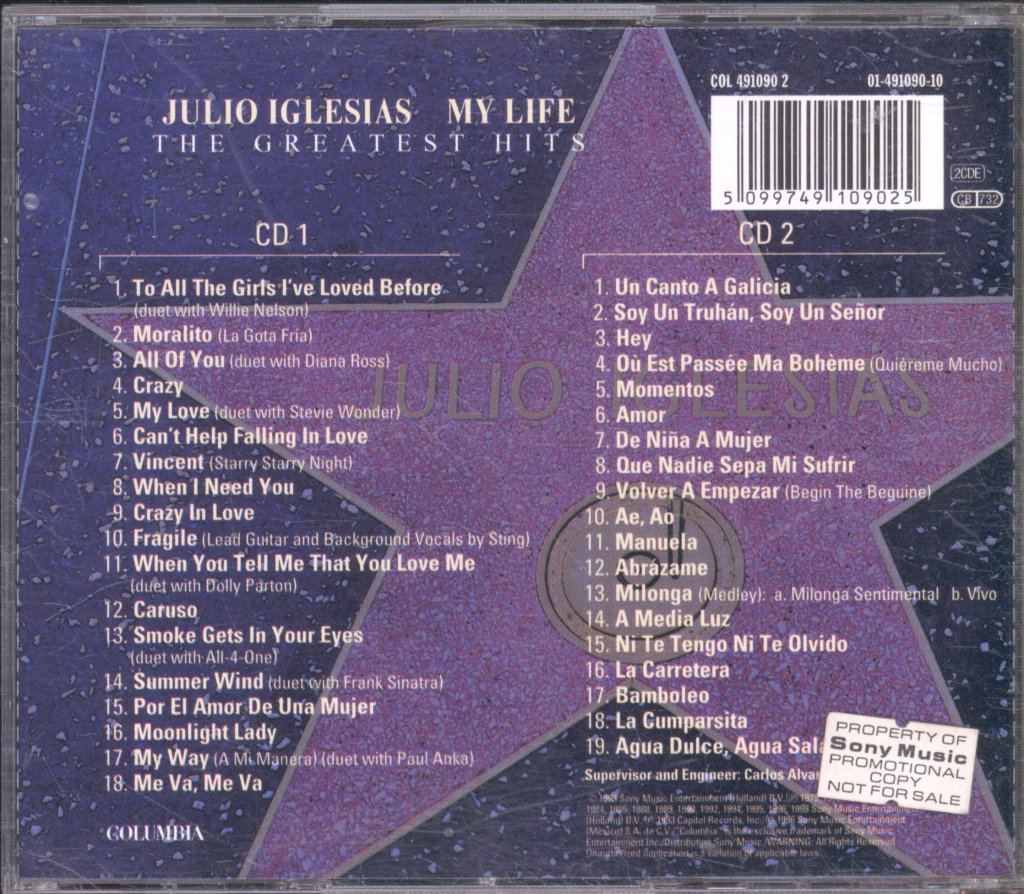 Julio Iglesias - My Life (The Greatest Hits) - Double Cd – Vinyl Tap